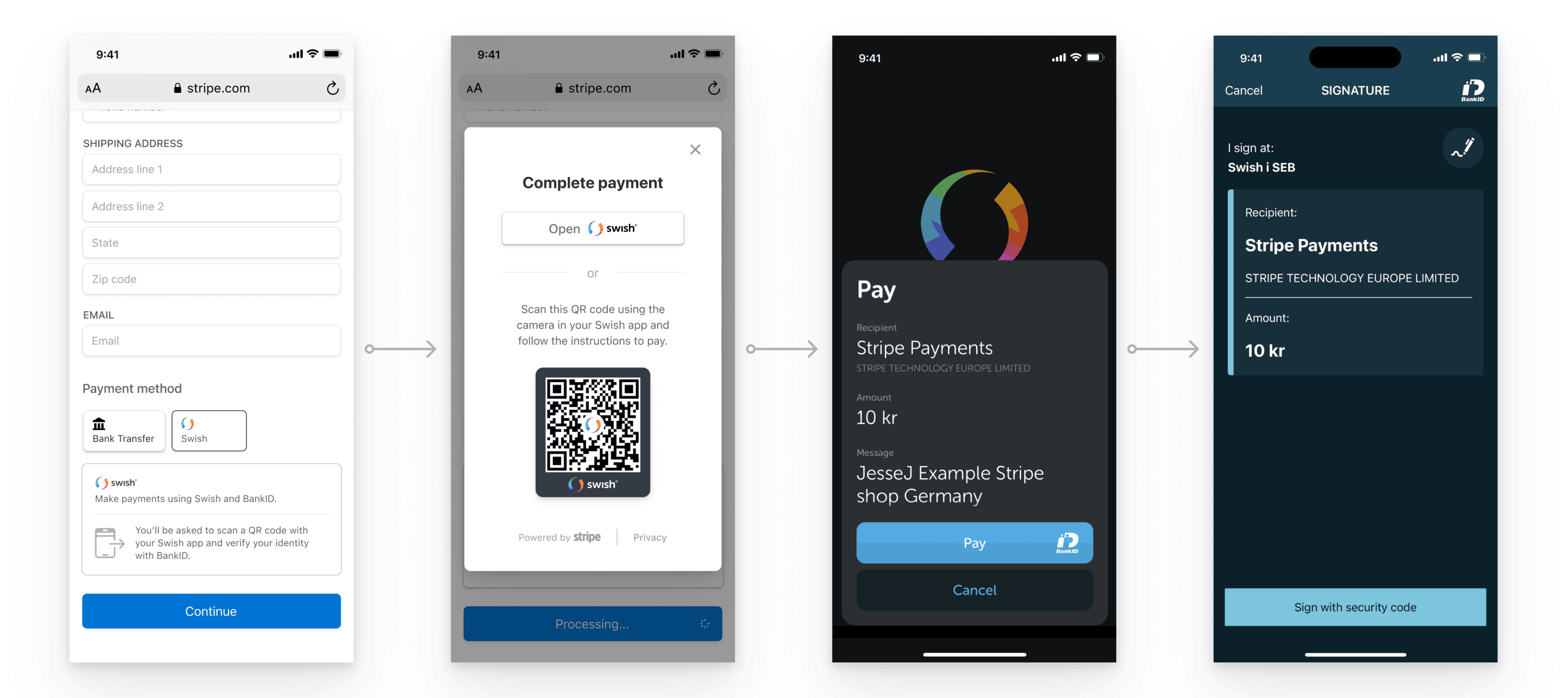 Swish payments | Stripe Documentation