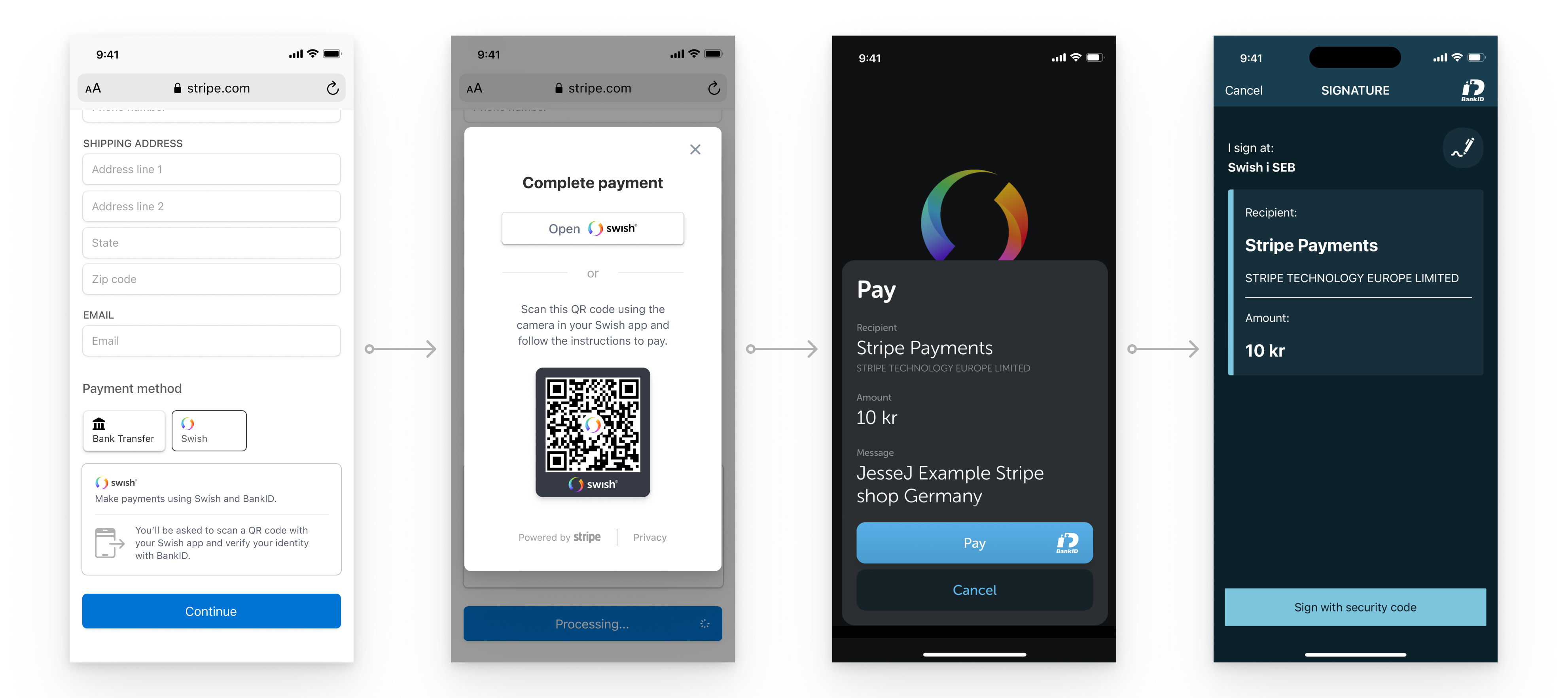 Swish payments | Stripe Documentation